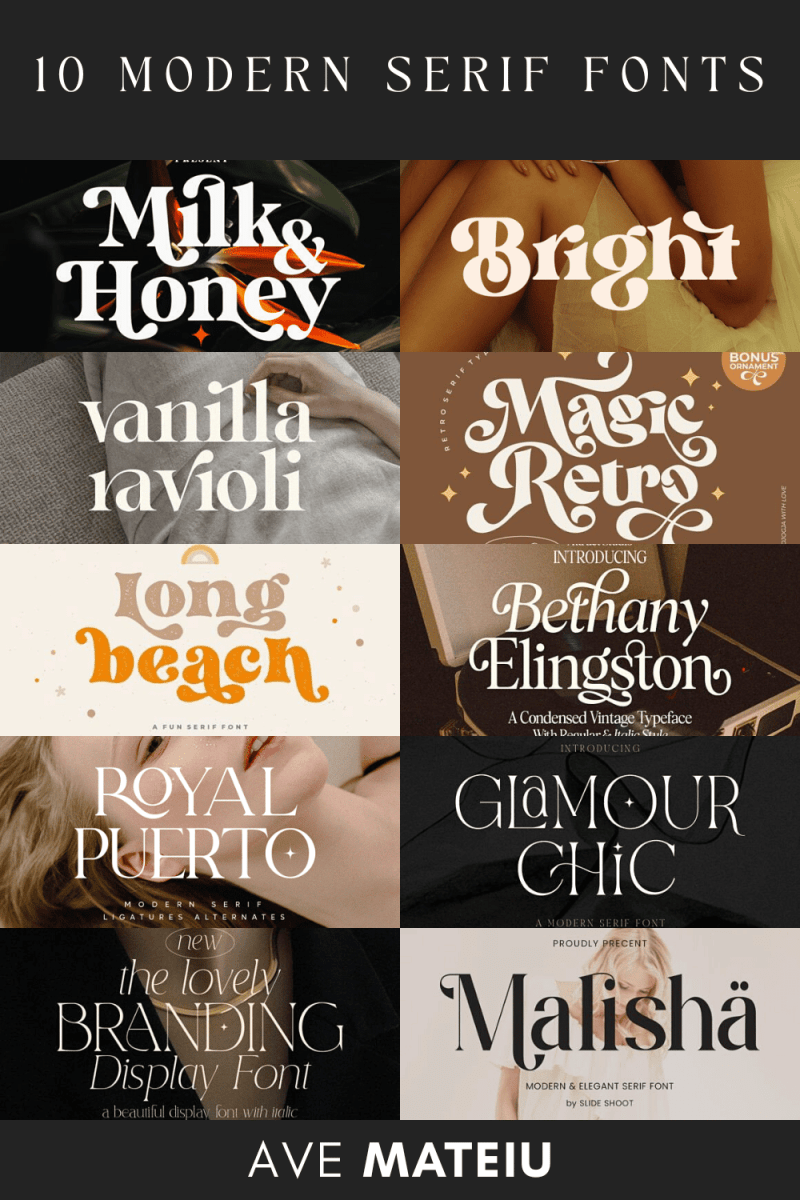 10 Stylish Modern Serif Fonts for Branding - Part 2 - Ave Mateiu