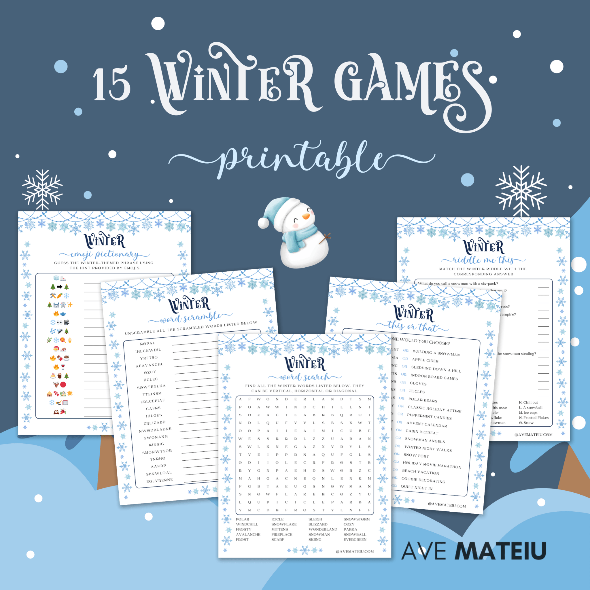 15 Printable Winter Games & Activities – Fun for Family, Kids & Holiday ...