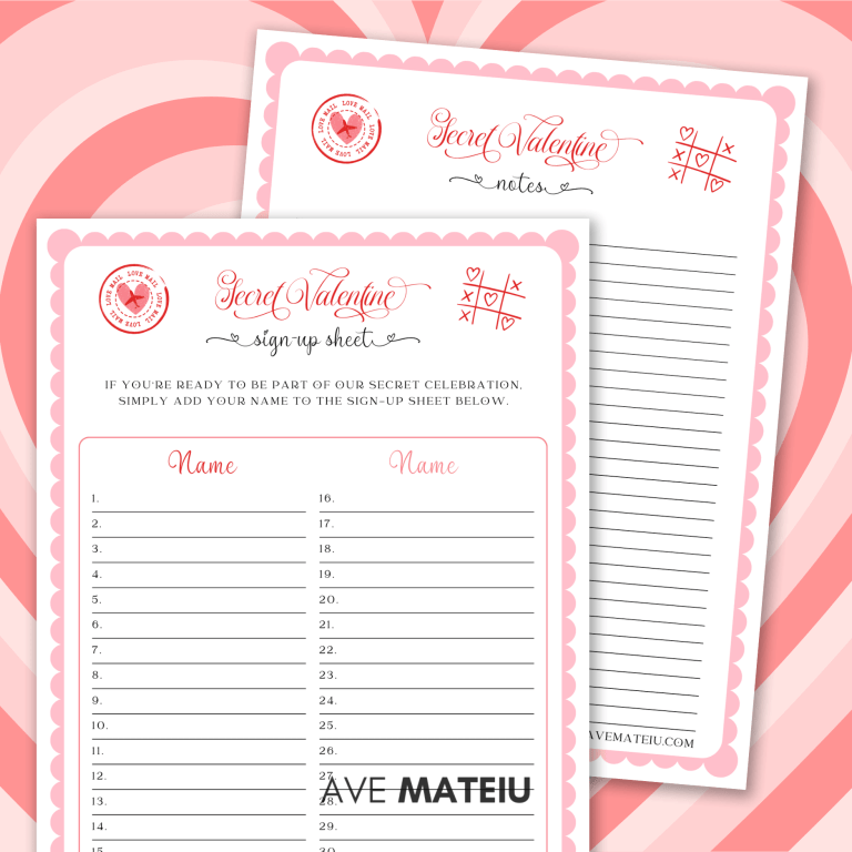 Printable Secret Valentine Bundle - Ave Mateiu