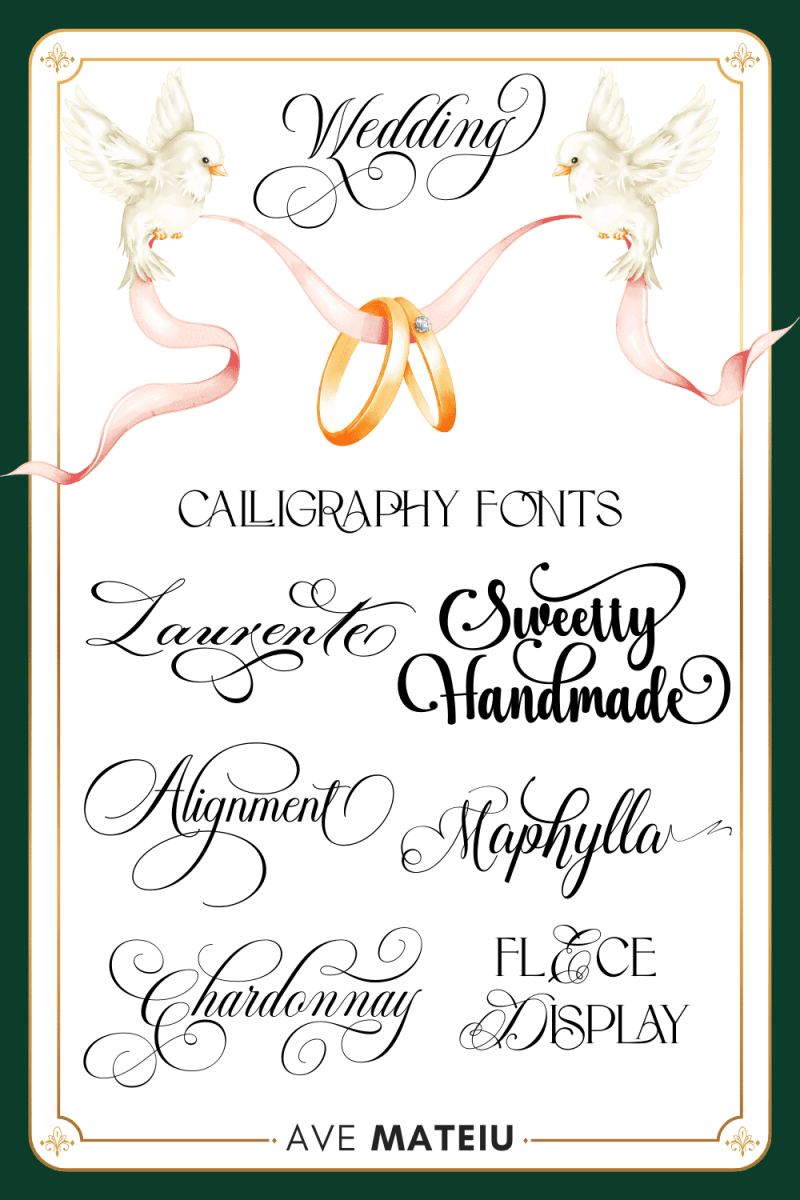 10 Stunning Calligraphy Fonts for Wedding Invitations And More - Ave Mateiu